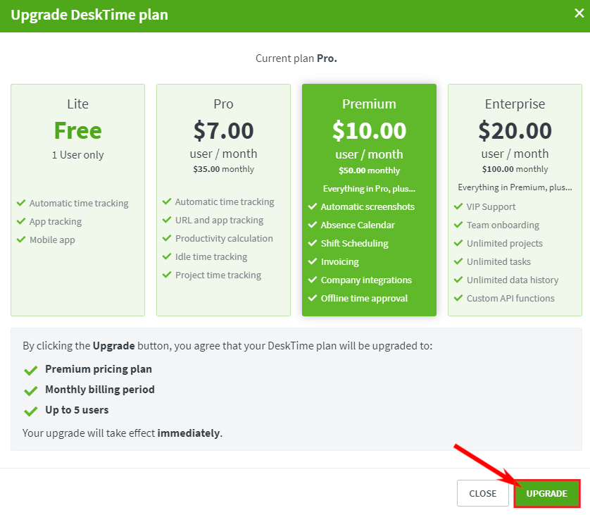 How To Change My Pricing Plan DeskTime